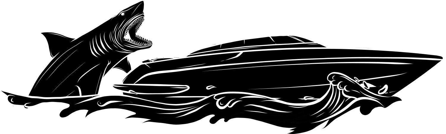 Shark with open mouth in the sea flat Royalty Free Vector