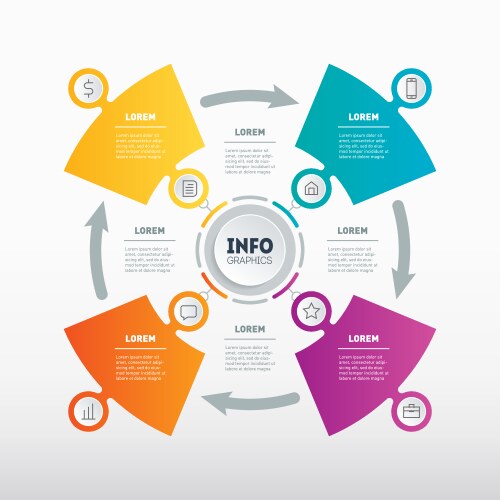Infograph with 4 steps technology cycle Royalty Free Vector