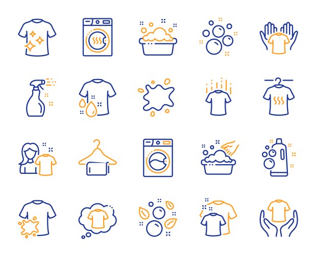 Laundry line icons dryer washing machine Vector Image