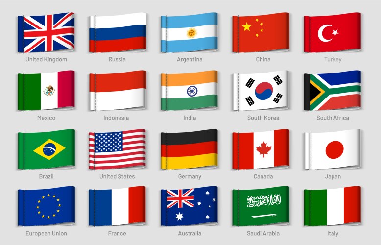 G20 countries flags major world advanced Vector Image