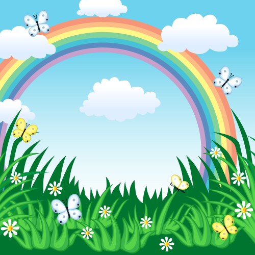Rainbow spring meadows Royalty Free Vector Image