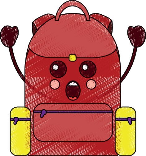 Cartoon pair school backpack kawaii character Vector Image