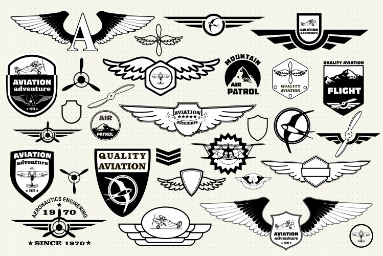 Mega set of the theme aviation Royalty Free Vector Image