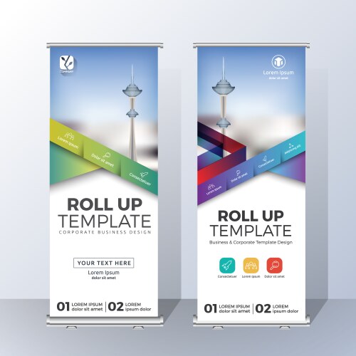 Vertical roll up banner template design Royalty Free Vector