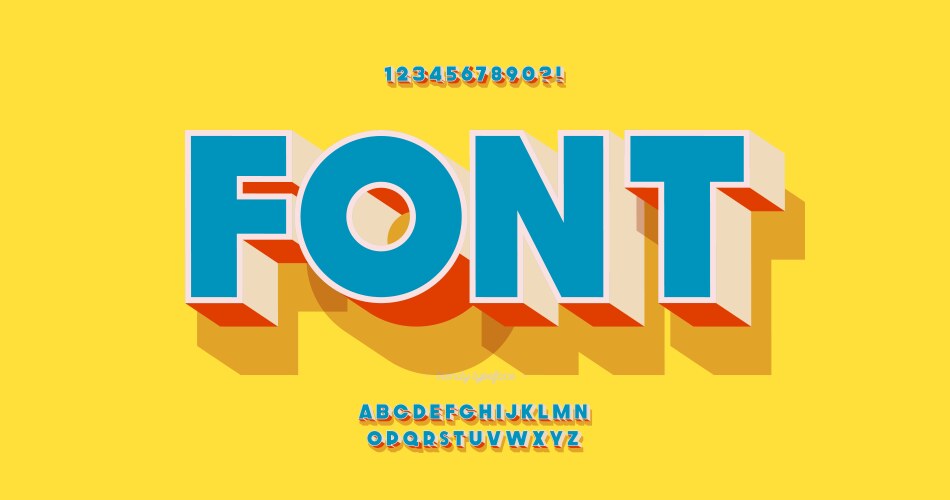 Best font 3d bold color style Royalty Free Vector Image