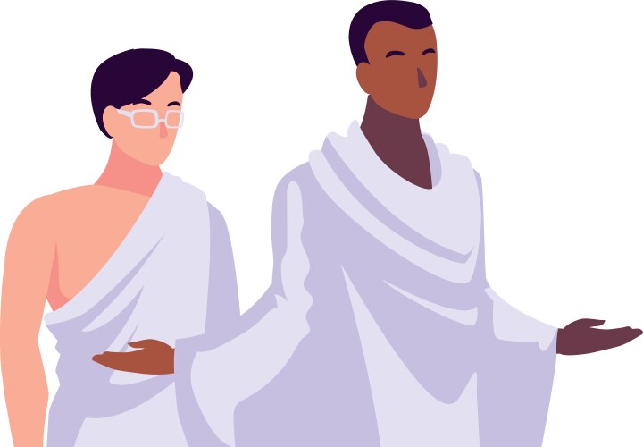 Men pilgrim hajj on white background Royalty Free Vector