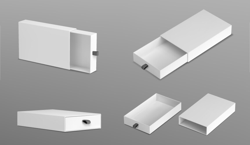 3d set of slide boxes isolated on gray background Vector Image