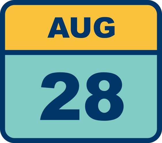 August 28th date on a single day calendar Vector Image