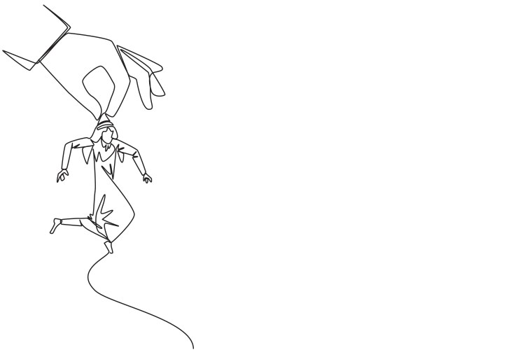 Continuous one line drawing big hand holding Vector Image