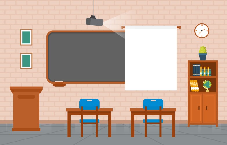 Empty classroom education elementary high school Vector Image