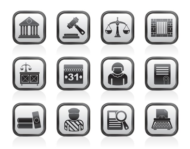 Silhouette justice and judicial system icons Vector Image