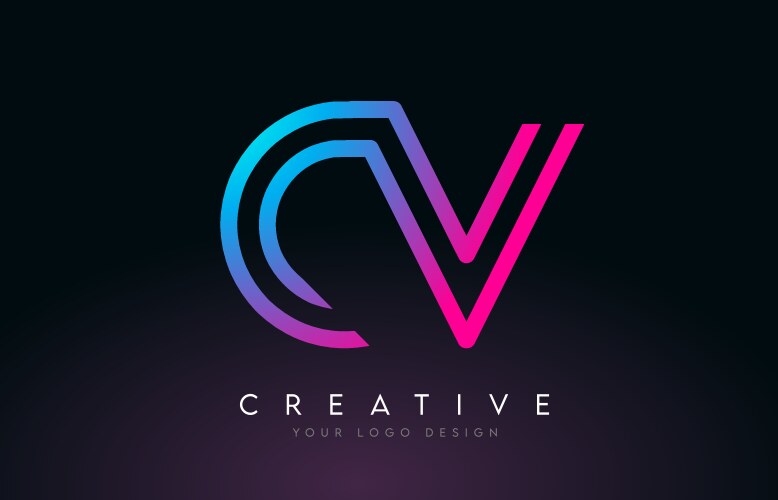 Cv c v swoosh letter logo design with modern Vector Image