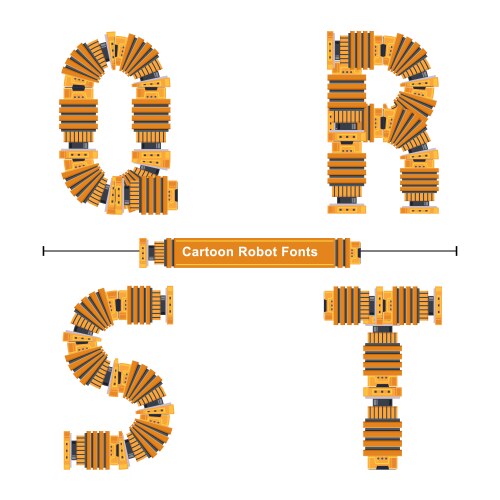 Alphabet typography font cartoon robotic style Vector Image