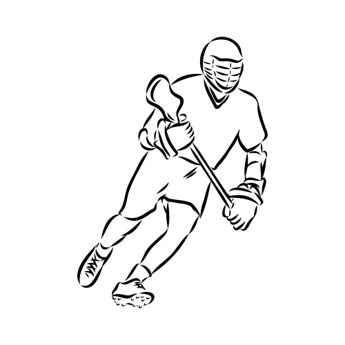 Lacrosse sport sketch outline Royalty Free Vector Image