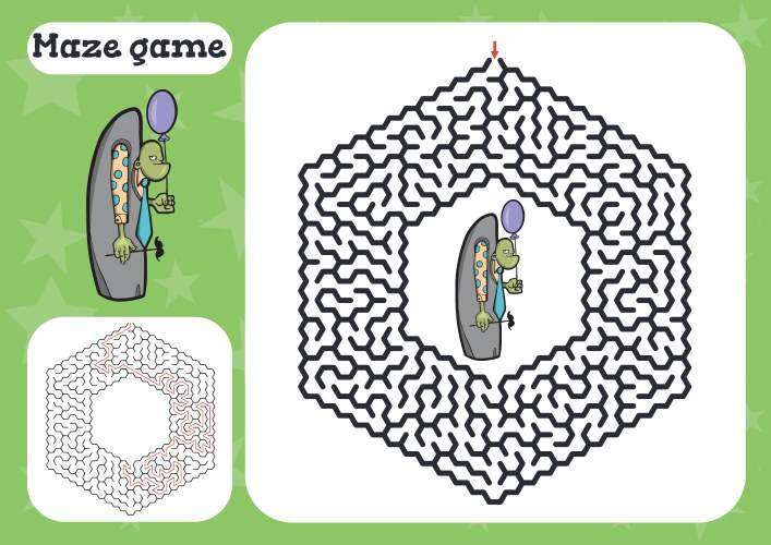 Maze game for children cute cartoon worksheet Vector Image