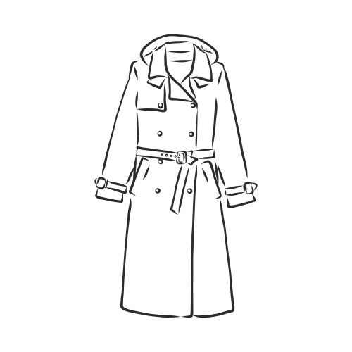 Raincoat monochrome sketch hand drawing black Vector Image