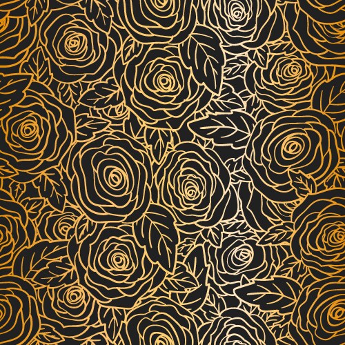 Gold rose decorative flowers seamless pattern Vector Image