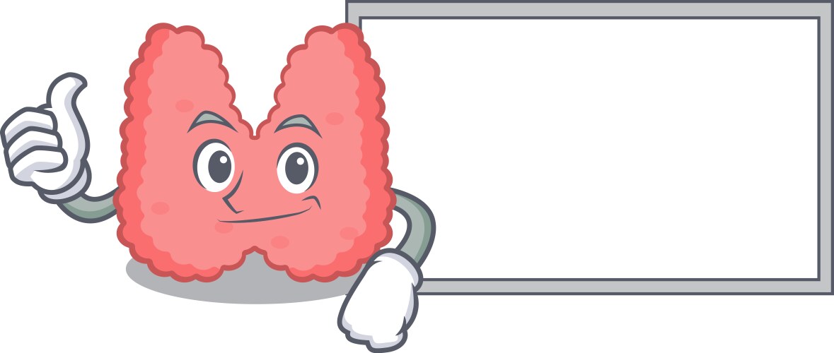 Cartoon sick or inured thyroid organ character Vector Image