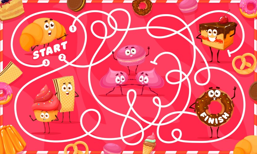 Labyrinth maze game cartoon pirates fast food Vector Image