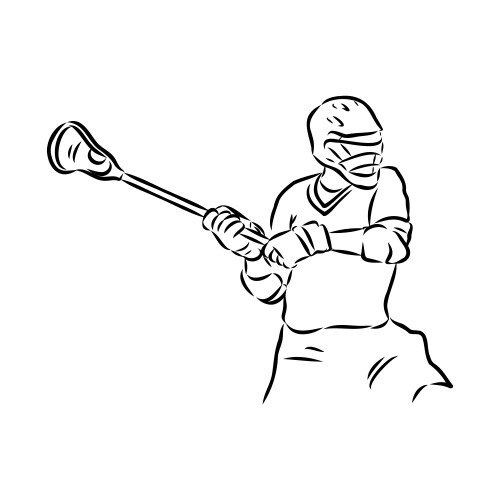 Lacrosse sport sketch outline Royalty Free Vector Image