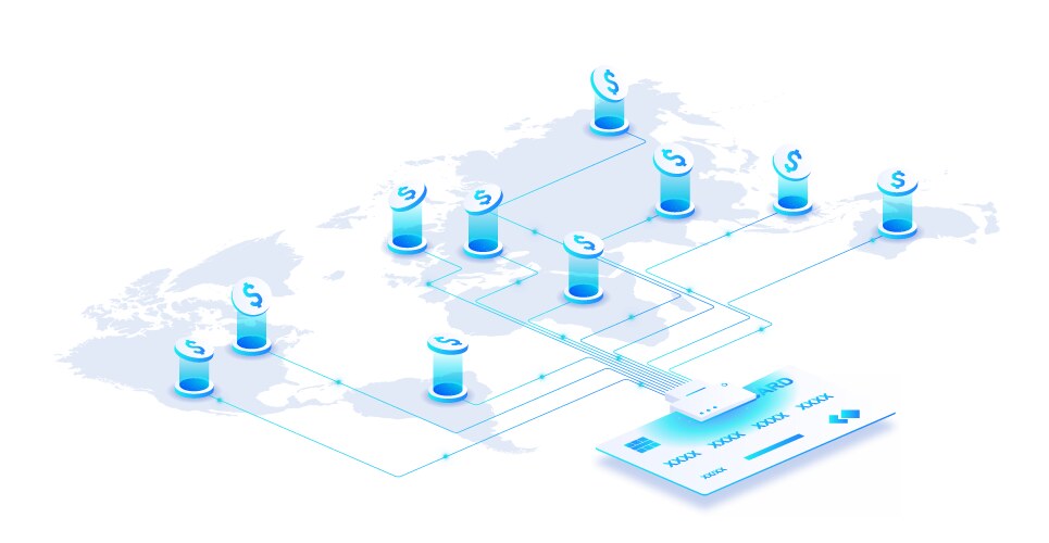 Money transfer white poster Royalty Free Vector Image