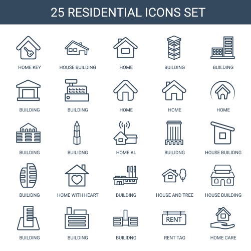 16 residential icons Royalty Free Vector Image