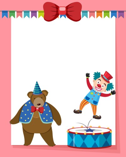 Border template with funny clown and balloons Vector Image