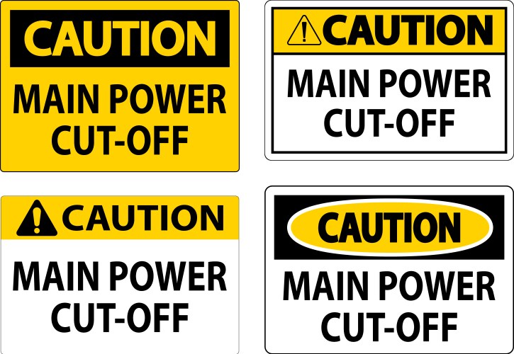 Danger sign main power cut-off Royalty Free Vector Image