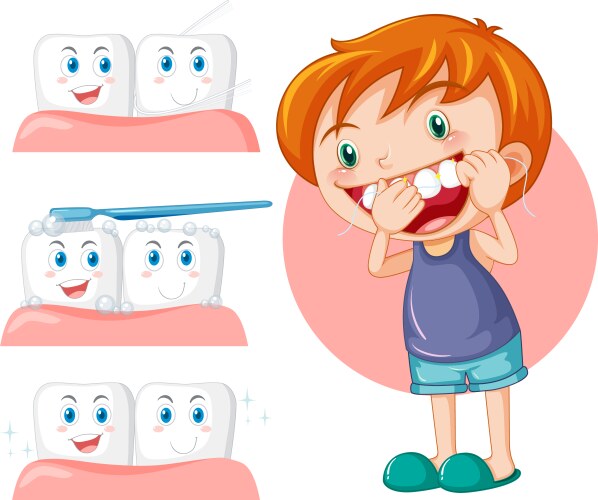 Cartoon little boy brushing his teeth Royalty Free Vector
