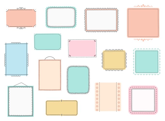 Cute hand drawn frames vintage photo Royalty Free Vector