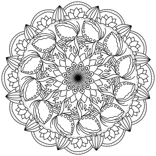 Meditative coloring page with doodle flowers Vector Image