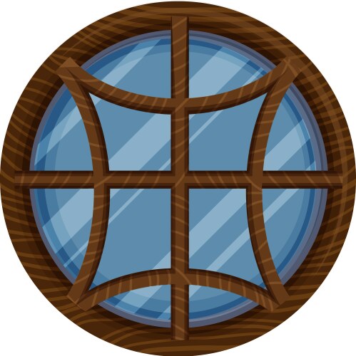 Round window with wooden frame Royalty Free Vector Image