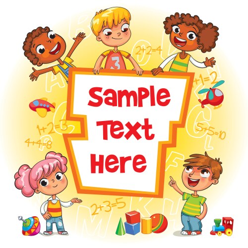 Template with children reading book Royalty Free Vector