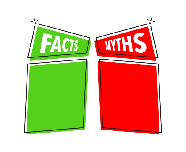 Facts vs myths fact-checking check mark fake Vector Image