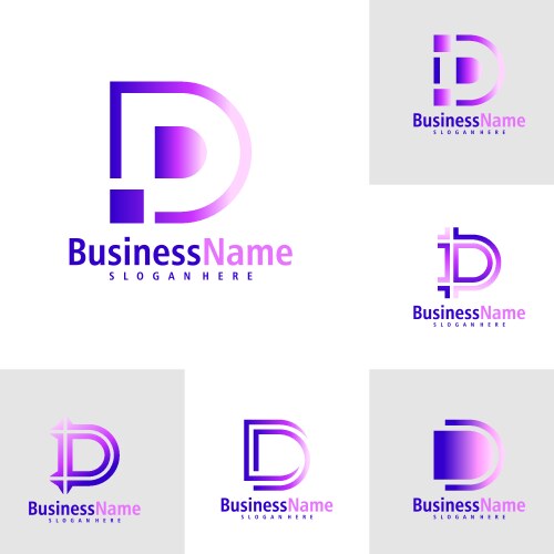 Set of letter d logo design creative initial Vector Image