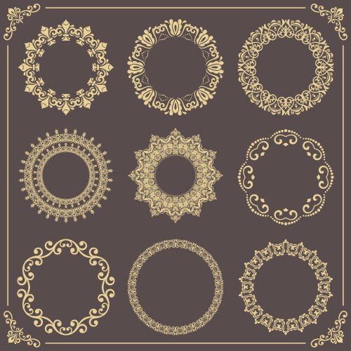 Vintage big set of round patterns Royalty Free Vector Image