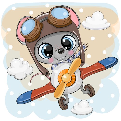 Cute cartoon rat with headphones Royalty Free Vector Image