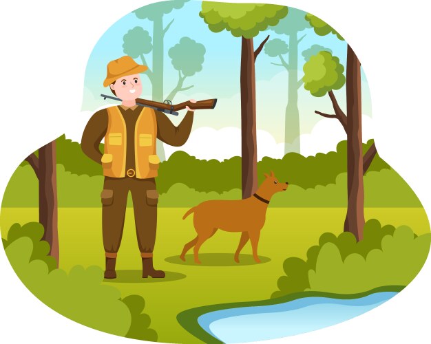 Hunting with hunter rifle or weapon for shooting Vector Image