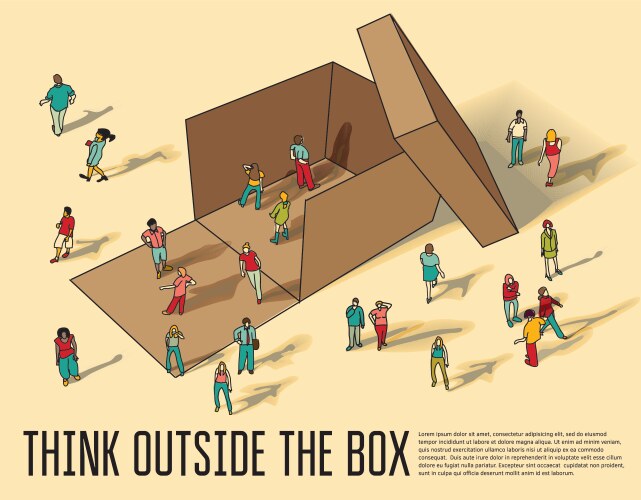 Concept of thinking outside the box Royalty Free Vector