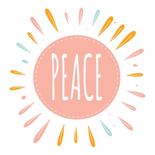 Peace in romantic flower leaves circle frame Vector Image