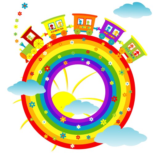 Train and rainbow Royalty Free Vector Image - VectorStock