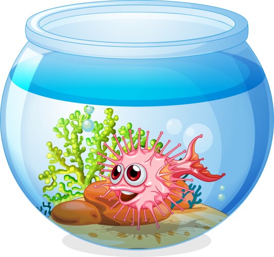 Cartoon golden fish in the aquarium Royalty Free Vector