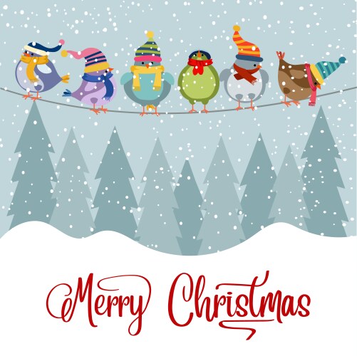 Cute christmas card with birds Royalty Free Vector Image