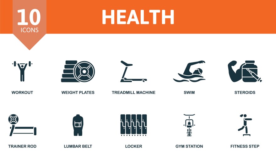 Healthy lifestyle outline icons set creative Vector Image