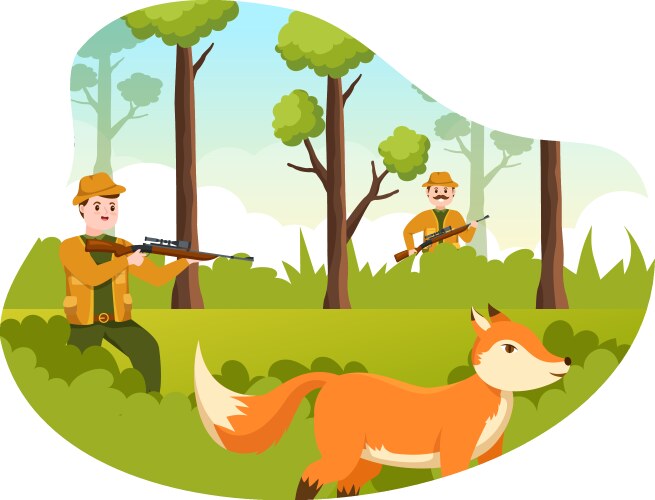 Hunting with hunter rifle or weapon for shooting Vector Image