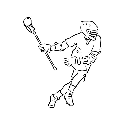 Lacrosse sport sketch outline Royalty Free Vector Image