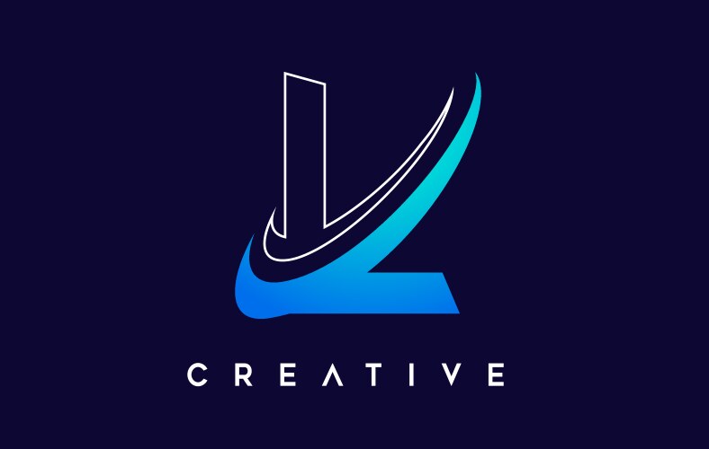 Letter h logo design with blue swash Royalty Free Vector