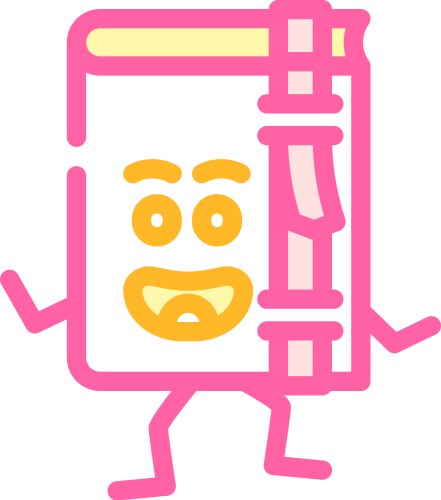 Cute book character color icon Royalty Free Vector Image