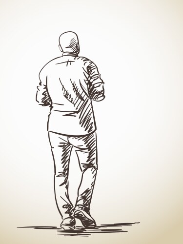 Sketch man walking hand drawn back view – Royalty-Free Vector | VectorStock