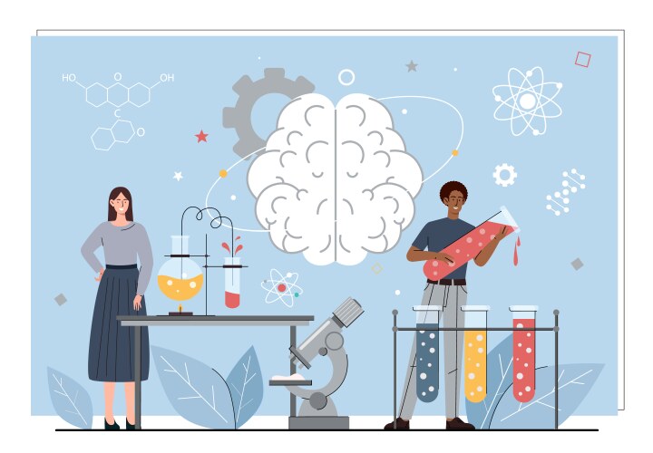 Laboratory research concept man in medical Vector Image